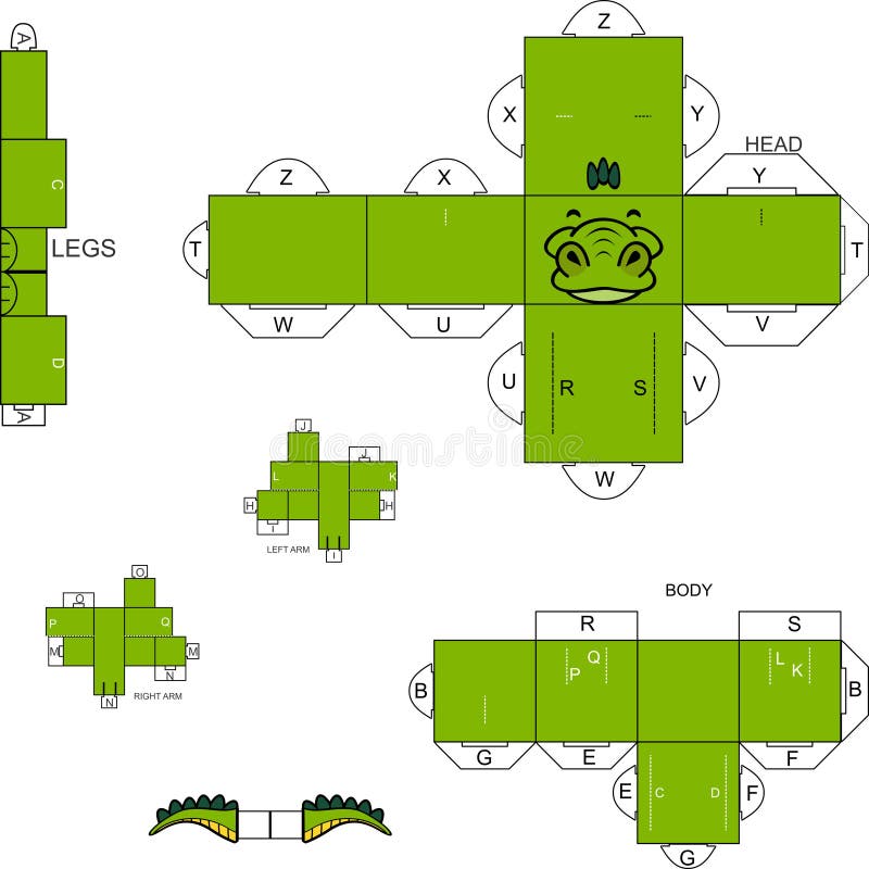 Cube Mockup Crocodile Character Cartoon Illustration, Cube Craft Design ...