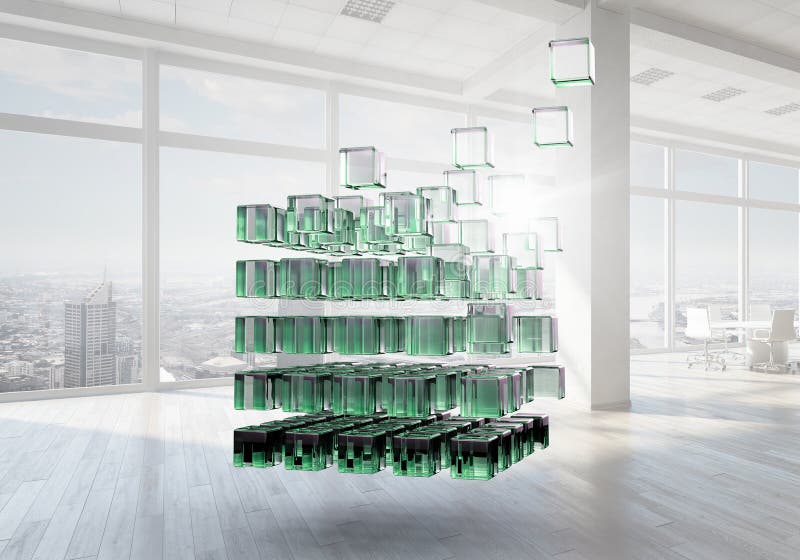 Cube in Modern Office . Mixed Media Stock Photo - Image of structure ...