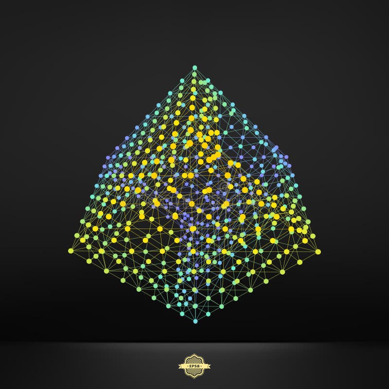 Cube. Molecular Lattice. Connection Structure. 3d Vector Illustration ...