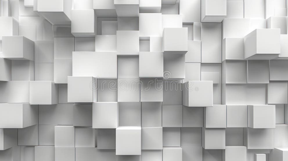 Cube Motion: White Geometric Abstract Background in 3D Render ...