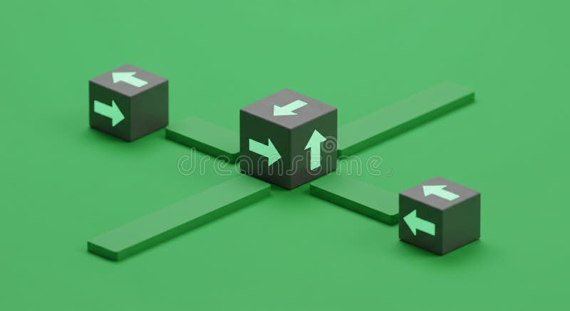 Cube Network with Arrows Show Connection and Directions Stock Image ...