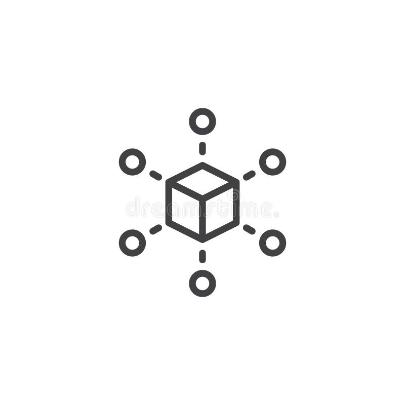 Cube Network Connection Structure Outline Icon Stock Vector ...