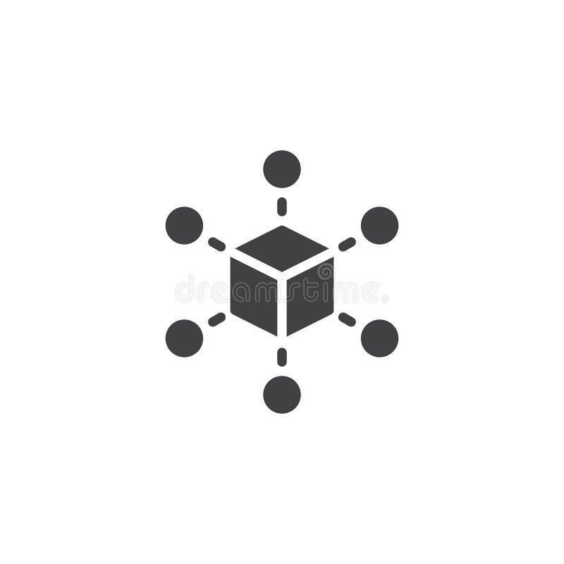 Cube Network Connection Structure Outline Icon Stock Vector