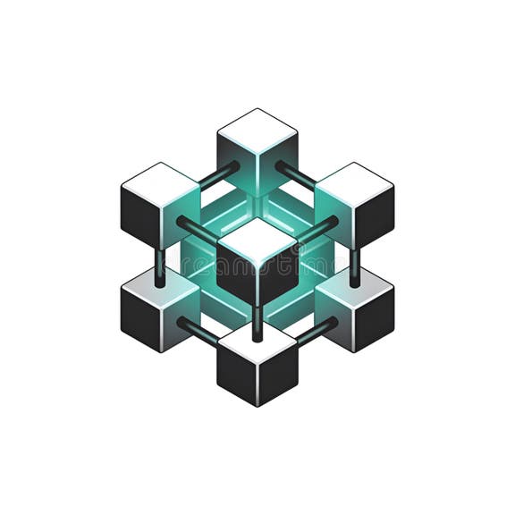 Cube Structure with Connecting Rods on a White Plain Background ...