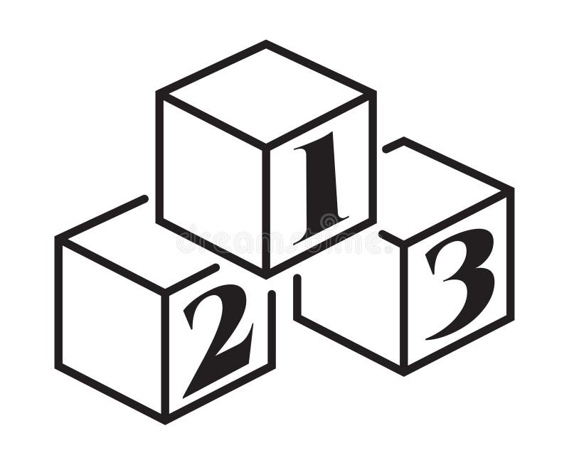 Cube 123 Number Blocks Line Art Icon for Apps and Websites Stock Vector ...