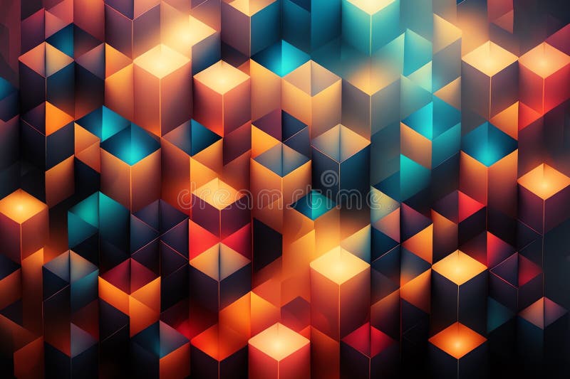 Cube Pattern Glowing Mosaic Geometric Background Stock Image - Image of ...