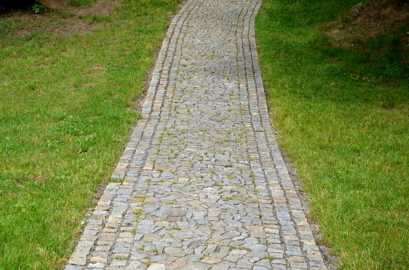 Cube Paving Sidewalk Bordered by Three Rows of Square Cubes Along the ...