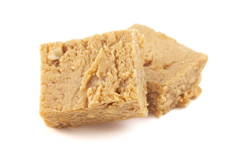 Cube of Peanut Butter Fudge Isolated on a White Background Stock Image ...