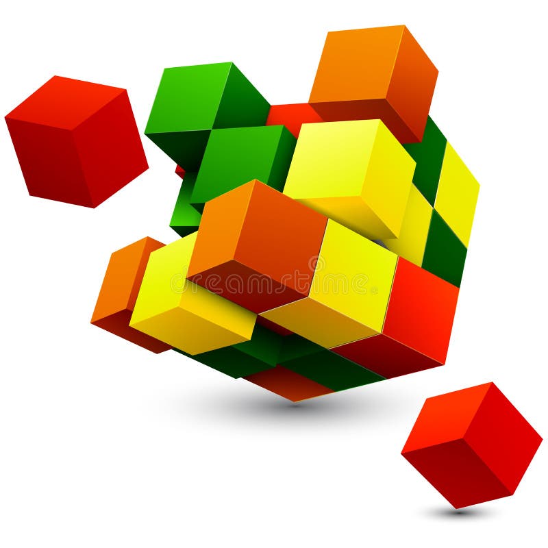 Cube with Perspective. 3d Model of a Cube Stock Illustration ...