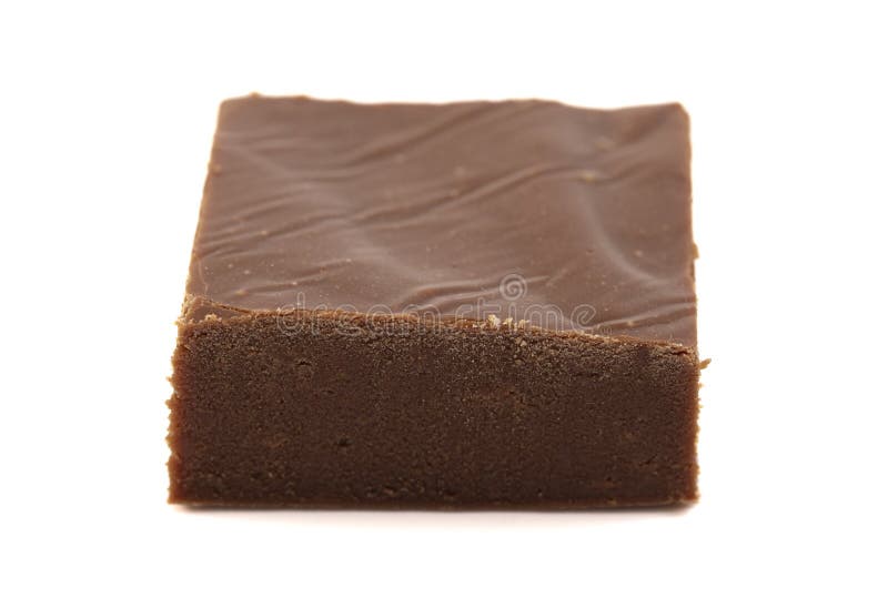 A Cube of Plain Chocolate Fudge Isolated on a White Background Stock ...