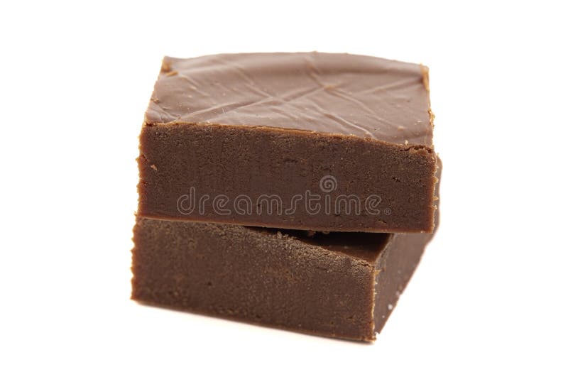 A Cube of Plain Chocolate Fudge Isolated on a White Background Stock ...