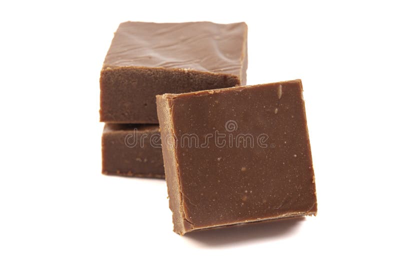 A Cube of Plain Chocolate Fudge Isolated on a White Background Stock ...