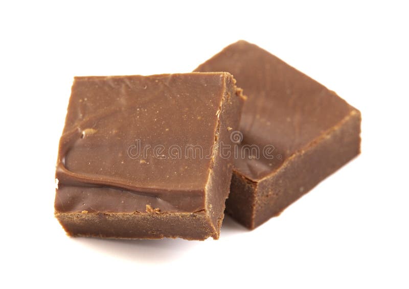 A Cube of Plain Chocolate Fudge Isolated on a White Background Stock ...