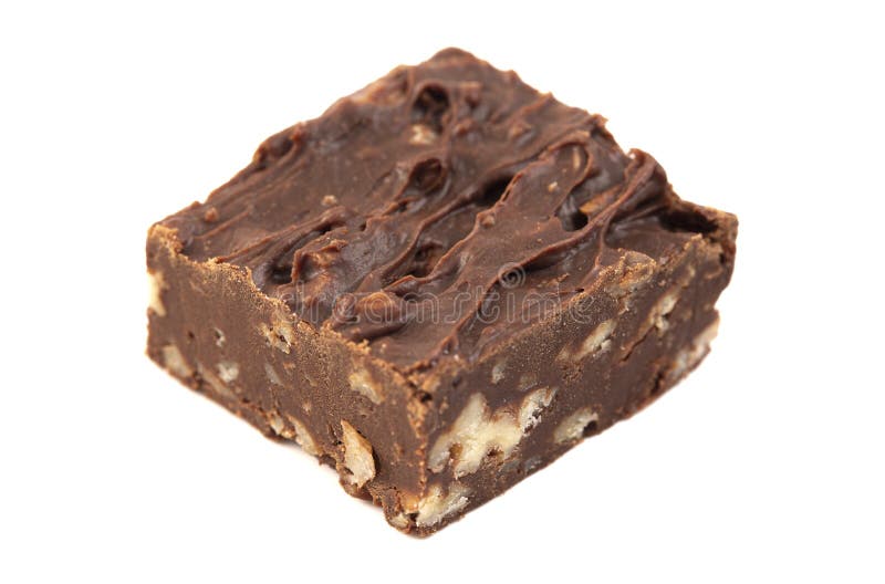 A Cube of Plain Chocolate Fudge Isolated on a White Background Stock ...