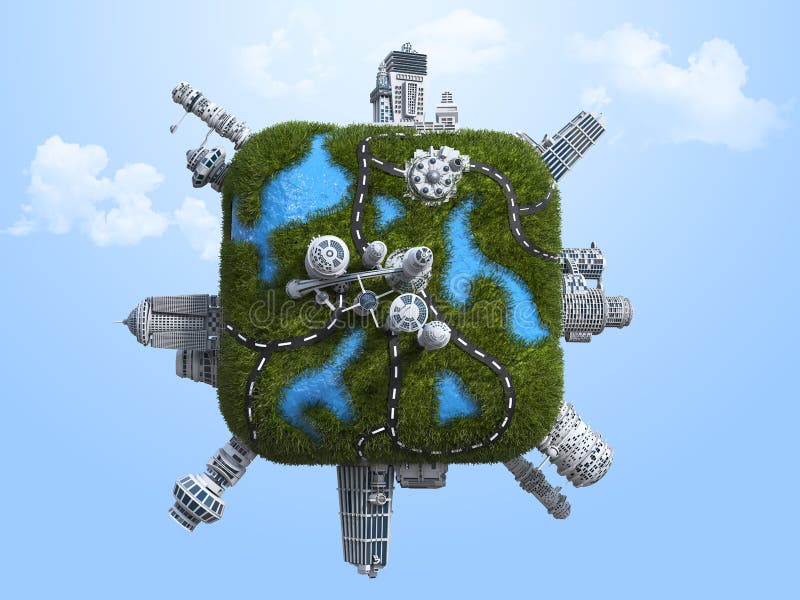 Cube Planet stock illustration. Illustration of road - 105401411