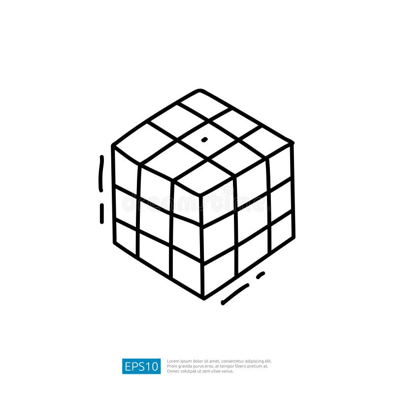 Cube Puzzle Game Doodle Icon Vector Illustration Stock Vector ...