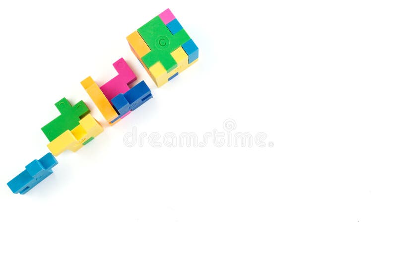 Cube Puzzle of Multi-colored Rubber Shapes. Concept of Decision Making ...