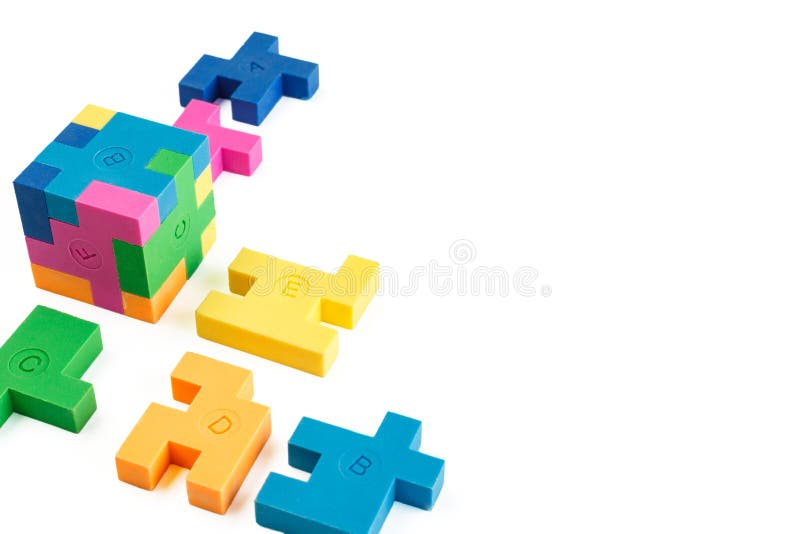 Cube Puzzle of Multi-colored Rubber Shapes. Concept of Decision Making ...