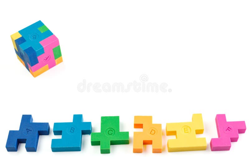 Cube Puzzle of Multi-colored Rubber Shapes. Concept of Decision Making ...