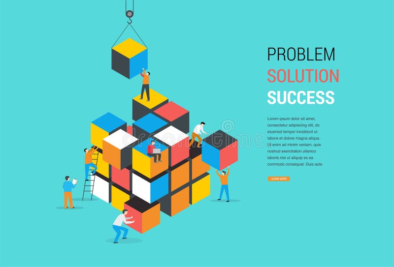Cube Puzzle Solution Solving Problem Concept Banner Stock Vector ...