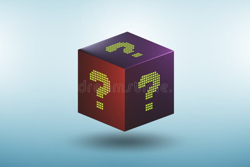 Cube with Question Marks on Its Sides Stock Illustration - Illustration ...