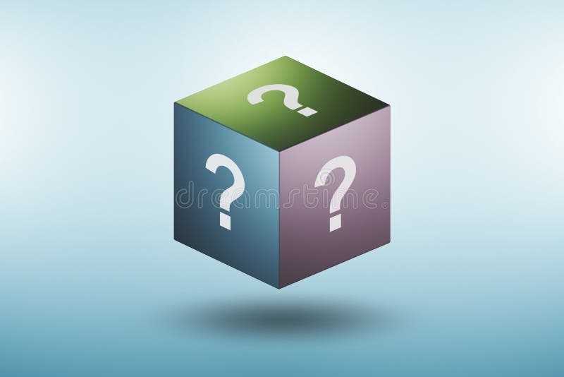 Cube with Question Marks on Its Sides Stock Image - Image of ...