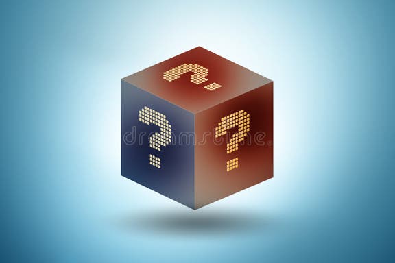 Cube with Question Marks on Its Sides Stock Illustration - Illustration ...