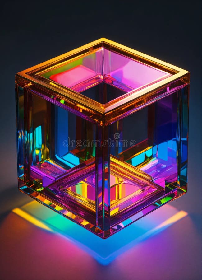 A Cube with a Rainbow Colored Light on it. Stock Illustration ...