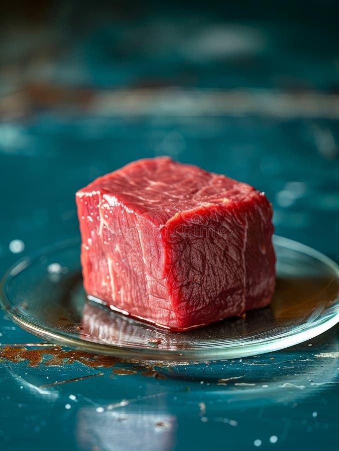 Cube Raw Beef Steak Transparent Glass Plate Stock Photos - Free ...
