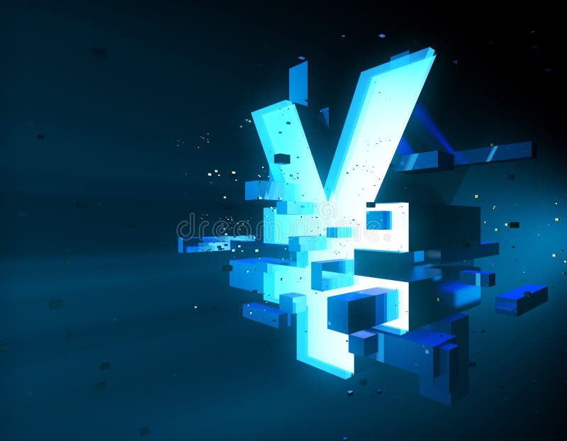 Cube and RMB Currency Symbol, Big Data Technology and Financial ...