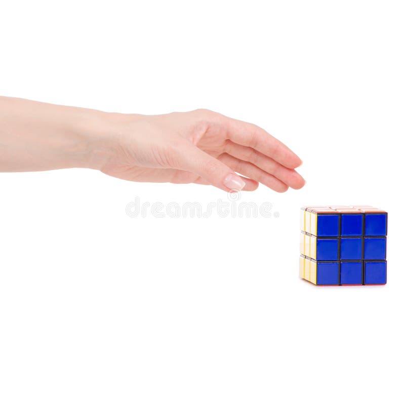 Cube Rubik in hand editorial photo. Image of intelligence - 114171681