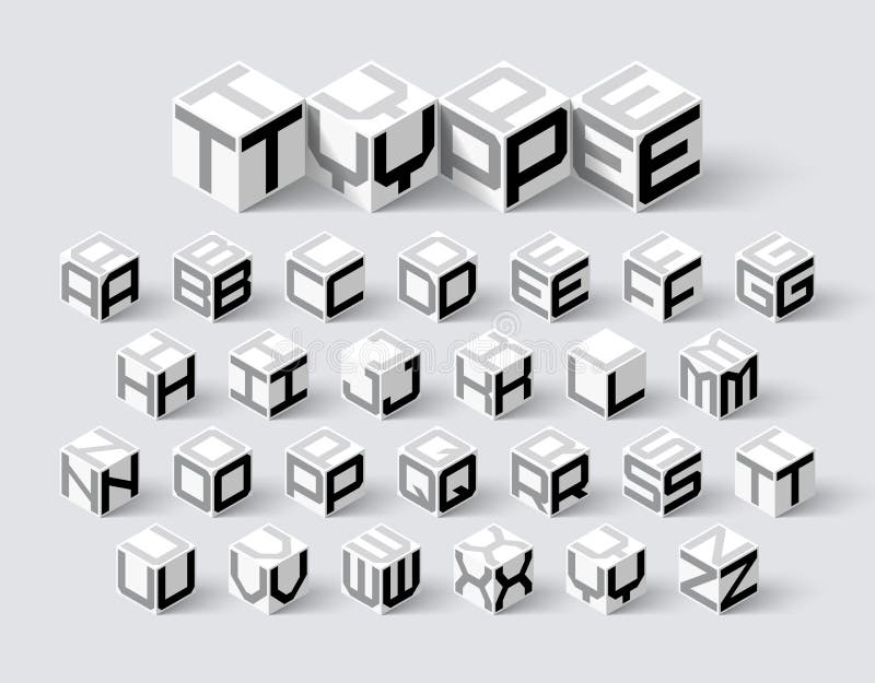 Cube Shape 3d Isometric Font Stock Illustration - Illustration of ...