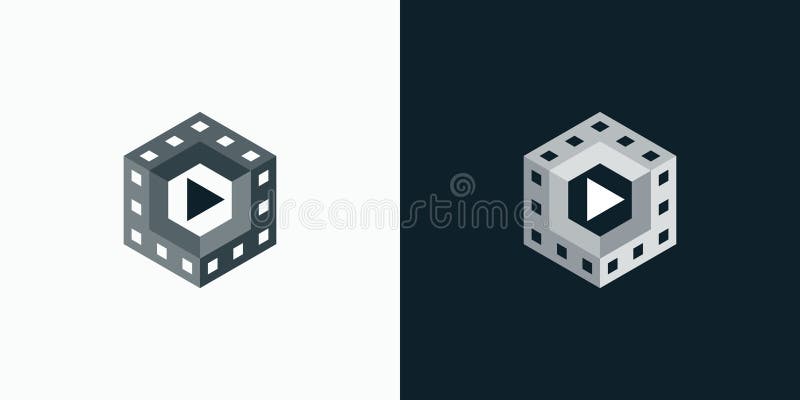 Cube Shape Film Strip Vector Logo Design with Three Dimensional Effect ...