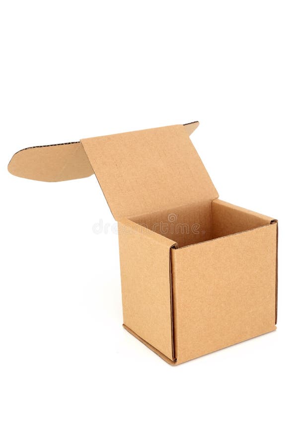 Cube Shaped Cardboard Box with Lid Open Stock Image - Image of pack ...
