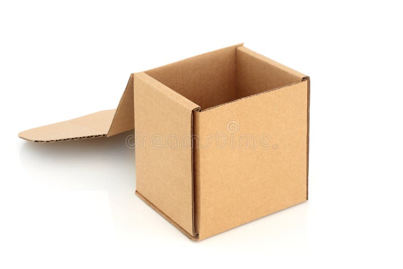 Cardboard Box Cube Shaped Open with Lid Stock Image - Image of ...