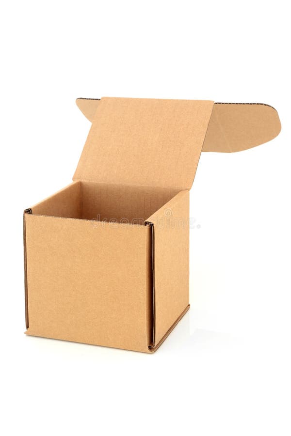 Cube Shaped Cardboard Box with Open Lid Stock Photo - Image of pack ...