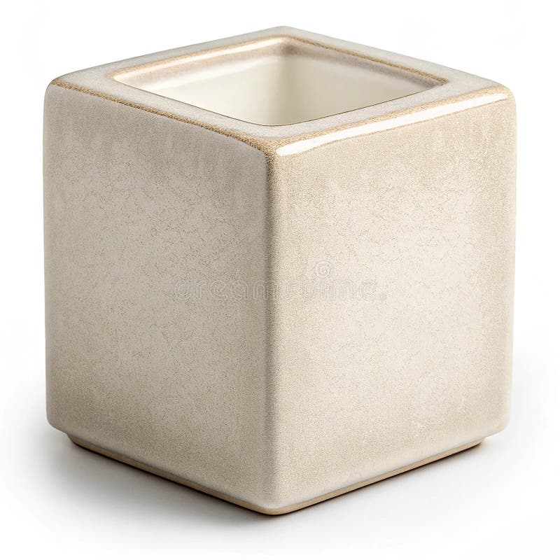 Cube-shaped Ceramic Candle Holder on White Background Stock ...