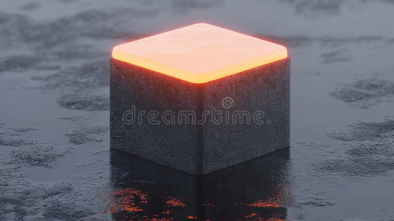 A Cube-shaped Object Emitting a Bright Orange Glow. Stock Illustration ...