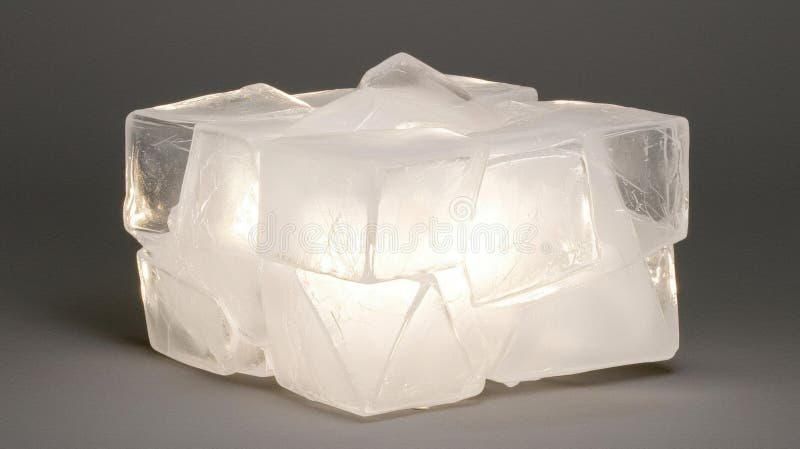 A Cube-shaped Sculpture Made of Clear Glass, Illuminated from within ...