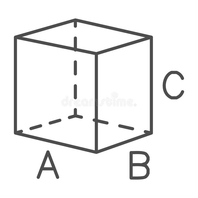 Cube with Signed Sides Thin Line Icon, Geometry Concept, Geometric ...