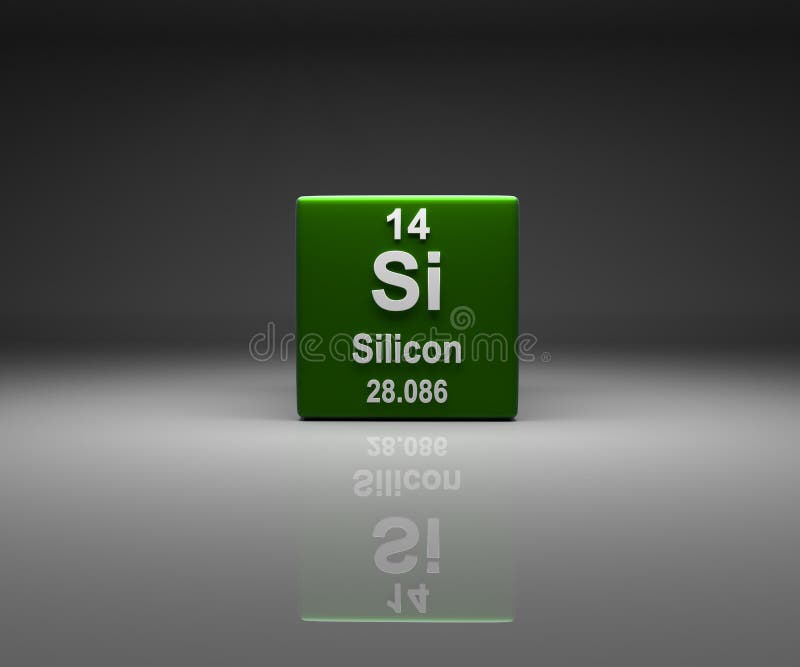 Cube with Silicon Number 14 Periodic Table Stock Illustration ...