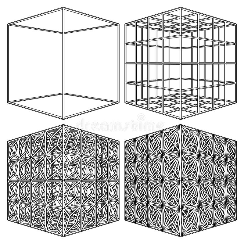 Cube from the Simple To the Complicated Shape Vector. Illustration ...