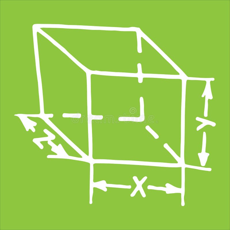 Cube Sketch. Geometric Figure. Square - Black and White Illustration on ...