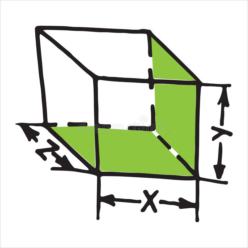 Cube Sketch. Geometric Figure. Square - Black and White Illustration on ...