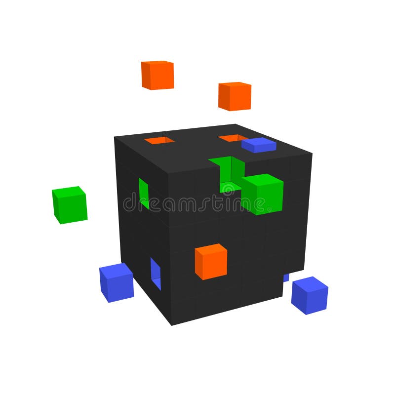 Cube from Small Cubes. Big Data Concept Stock Vector - Illustration of ...