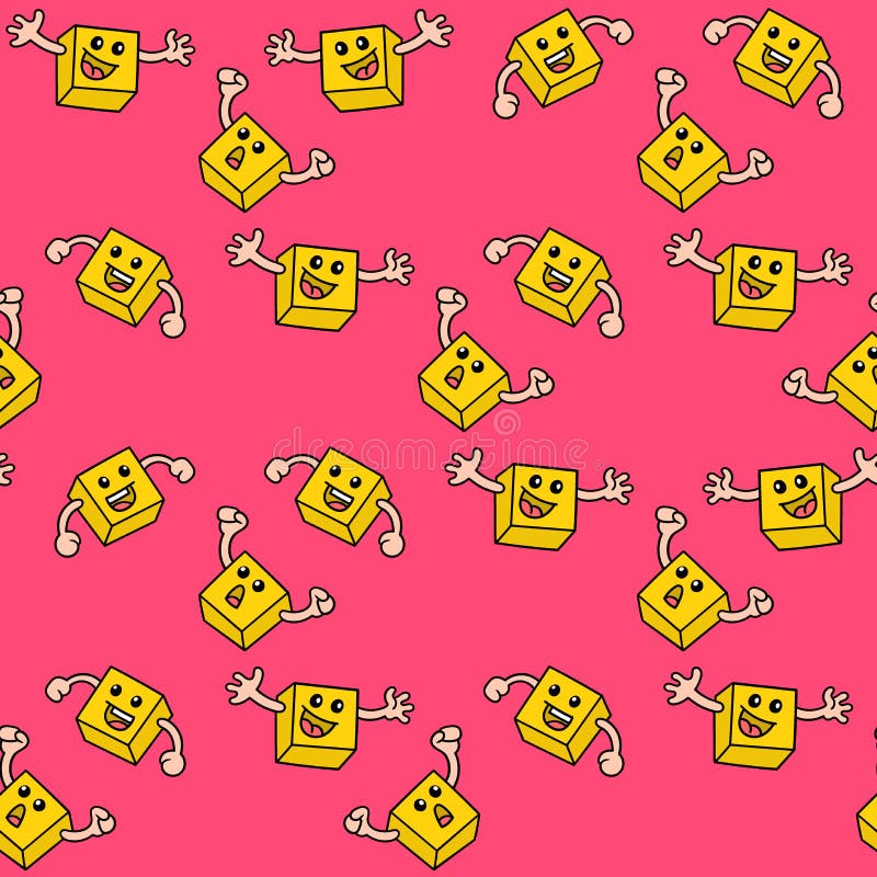 Cube Smile Seamless Repeat Pattern. Background Illustration Stock ...