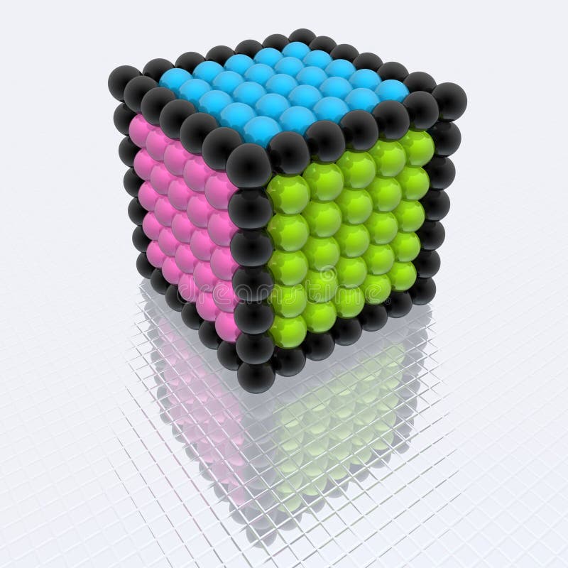 Cube. 3d Spheres Composition. Concept for Science, Education and ...