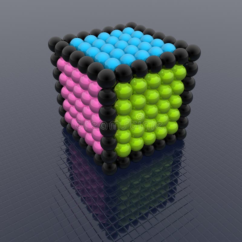 Cube. 3d Spheres Composition. Concept for Science, Education and ...