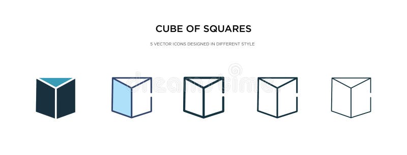 Cube of Squares Icon in Different Style Vector Illustration. Two ...