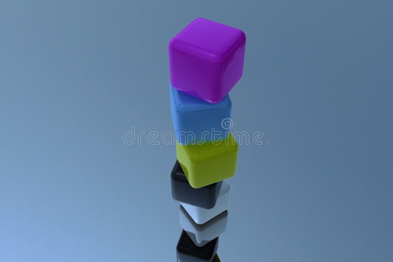 Cube stack in 3D stock illustration. Illustration of package - 11656944